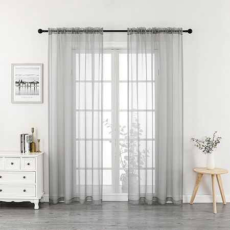Click here for Crystal Sheer Rod Pocket Sheer Set of 2 Curtain Pa... prices