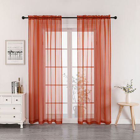 Click here for Crystal Sheer Rod Pocket Sheer Set of 2 Curtain Pa... prices