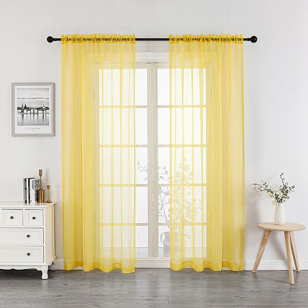 Click here for Crystal Sheer Rod Pocket Sheer Set of 2 Curtain Pa... prices