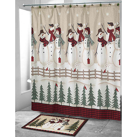 Avanti Snowman Gathering Holiday Shower Curtain  72 x 72 - Multicolor