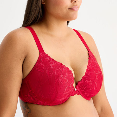 Click here for Ambrielle Tulip Lace Push Up Bra  Dd  Red prices