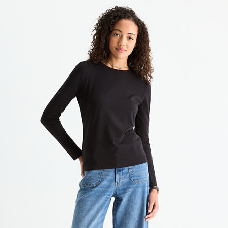 Click here for a.n.a Womens Round Neck Long Sleeve T-Shirt  Petit... prices