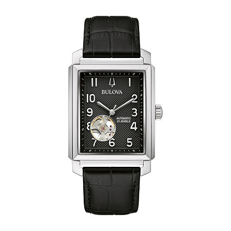 Click here for Bulova Mens Automatic Sutton Black Leather Strap W... prices