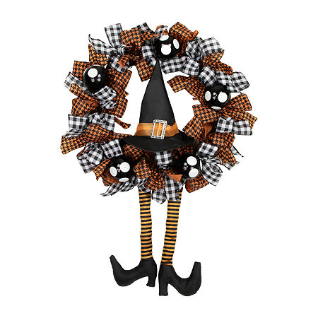 Click here for Orange and Black Witch with Bows Halloween Wreath... prices