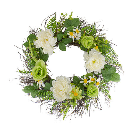 Click here for Northlight 22in Mixed Floral Wreath  One Size  Gre... prices