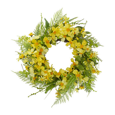 Click here for Northlight 23in Daisy Berry Yellow Green Wreath  O... prices