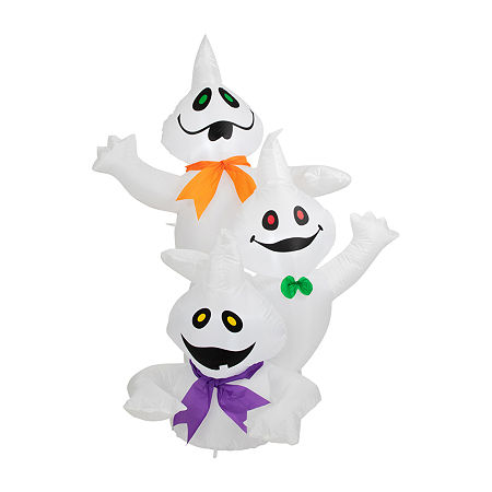 Northlight 3.5ft Prelit Spooky Town Ghost Trio Halloween Yard Art  One Size  White