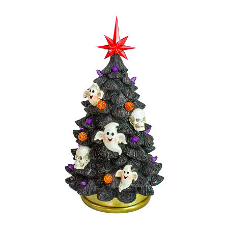 Northlight 12in Black Led Skull And Ghost Artificial Tree  One Size  Black