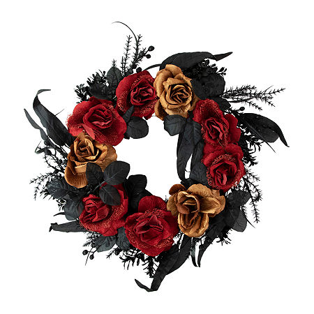 Click here for Northlight 22in Red And Gold Roses Black Foliage W... prices