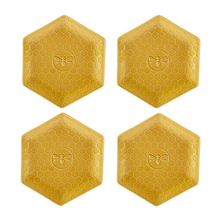 Certified International French Bees Set of 4 Embossed Honeycomb Dinner Plates - Miscellaneous