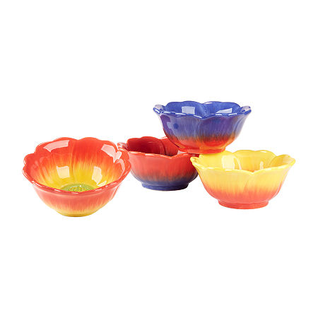 Certified International Poppy 3-d Flower Set of 4 Ice Cream Bowls - Miscellaneous