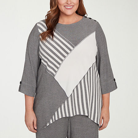 Click here for Alfred Dunner Santa Barbara Womens Plus Crew Neck... prices