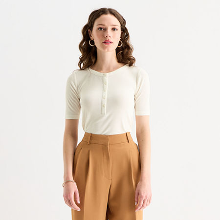 Click here for Worthington Womens Elbow Sleeve Regular Fit Henley... prices