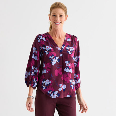 Click here for Liz Claiborne Womens V Neck 3/4 Sleeve Satin Blous... prices