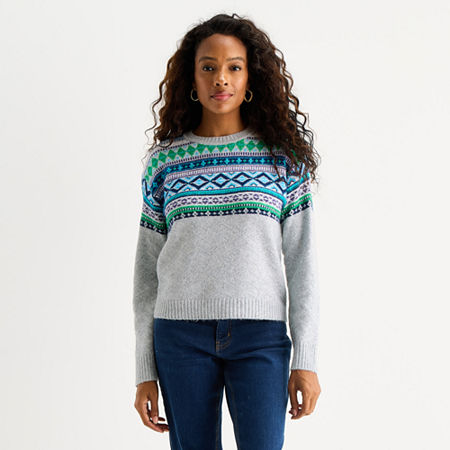 Click here for St. Johns Bay Womens Crew Neck Long Sleeve Striped... prices