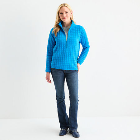 Click here for St. Johns Bay Womens Mock Neck Long Sleeve Quarter... prices