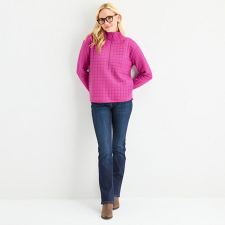 Click here for St. Johns Bay Womens Mock Neck Long Sleeve Quarter... prices