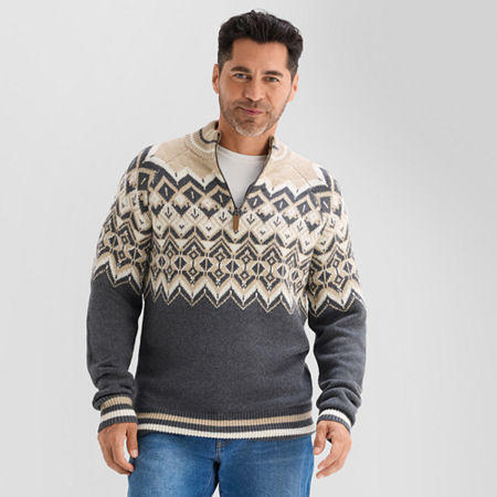 Click here for St. Johns Bay Fairisle Sweater Mens Mock Neck Long... prices