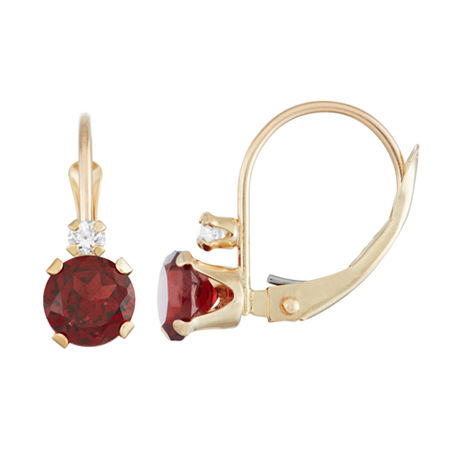 Click here for Womens Genuine Red Garnet 10K Gold Round Drop Earr... prices
