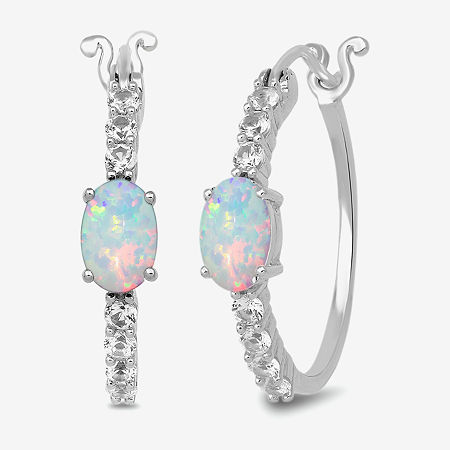 Click here for Gemstone Sterling Silver 19.5mm Hoop Earrings  One... prices