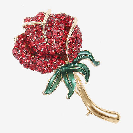 Click here for Monet Jewelry Red Rose Gold Tone Crystal Pin  One... prices