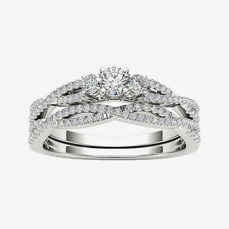 Click here for 1/2 CT.T.W. Natural Diamond 14K White Gold Crossov... prices