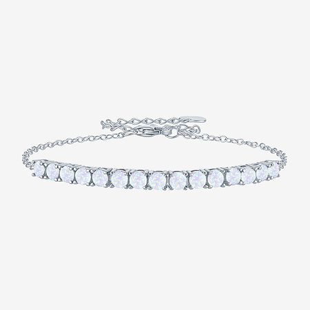 Click here for Gemstone Sterling Silver Tennis Bracelet  One Size... prices
