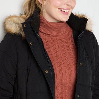 St. John's Bay Hooded Heavyweight Womens Plus Puffer Jacket - JCPenney