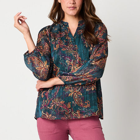 Click here for Frye and Co. Womens V Neck Long Sleeve Blouse  Med... prices