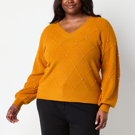 Click here for Liz Claiborne Plus Womens V Neck Long Sleeve Pullo... prices