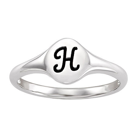Click here for Initial Womens Sterling Silver Signet Ring  7  H prices