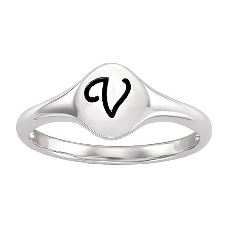 Click here for Initial Womens Sterling Silver Signet Ring  7  V prices