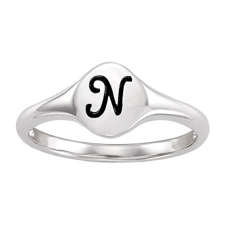 Click here for Initial Womens Sterling Silver Signet Ring  7  N prices