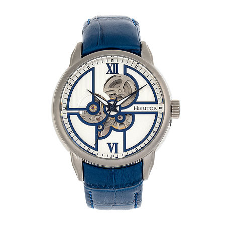 Click here for Heritor Mens Automatic Silver Tone Leather Strap W... prices