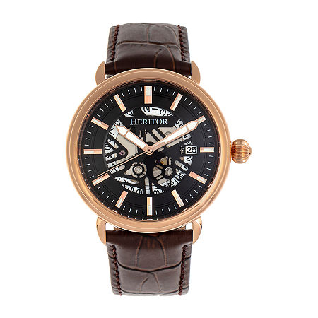 Click here for Heritor Mens Automatic Brown Leather Strap Watch H... prices