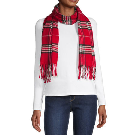 Click here for V. Fraas Plaid Oblong Scarf  One Size  Red prices