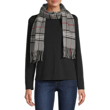 Click here for V. Fraas Plaid Oblong Scarf  One Size  Gray prices