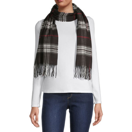 Click here for V. Fraas Plaid Oblong Scarf  One Size  Black prices