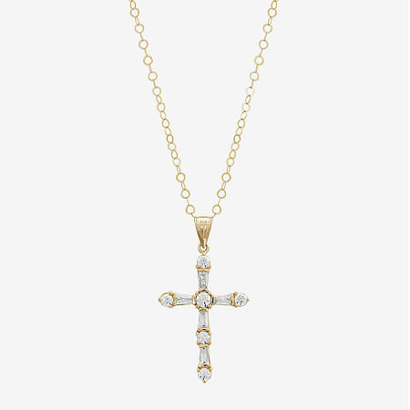Click here for Womens White Cubic Zirconia 10K Gold Cross 18 Inch... prices