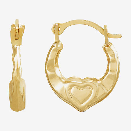 Click here for Womens 14K Gold 12.3mm Heart Hoop Earrings  One Si... prices