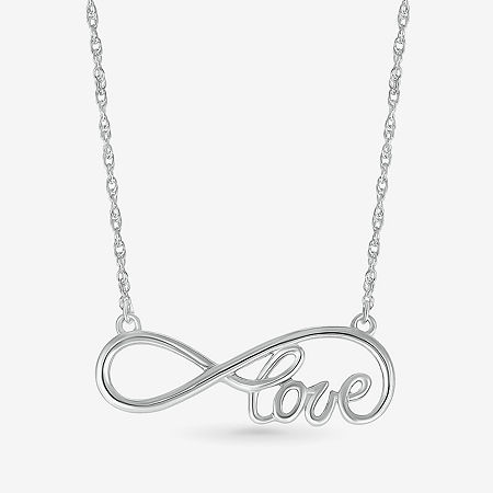 Click here for Love Womens 10K White Gold Infinity Pendant Neckla... prices