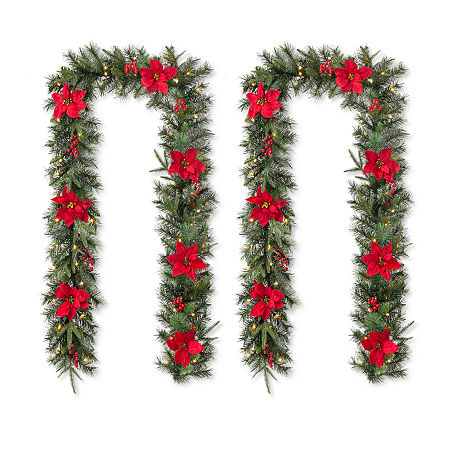 Click here for Glitzhome 2pc 9ft Pre-Lit Red Berries Indoor Chris... prices