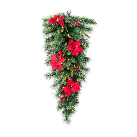Click here for Glitzhome 3ft Pre-Lit Berries Teardrop Swag  One S... prices