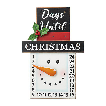Glitzhome Lighted Wooden Snowman Countdown Christmas Advent Calendar  One Size  White