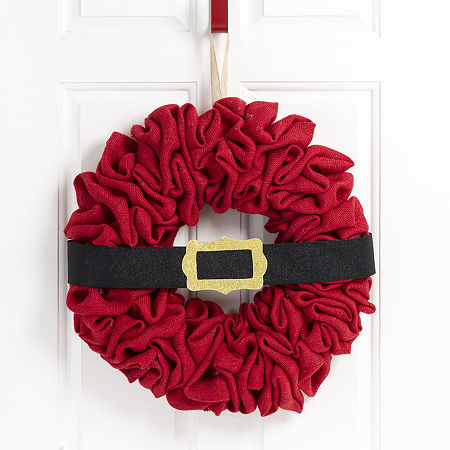 Click here for Glitzhome 1.5ft Belt Fabric Wreath  One Size  Red prices