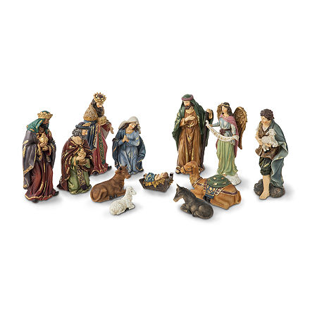 Glitzhome 12 Piece Nativity Figurine Set - Multi