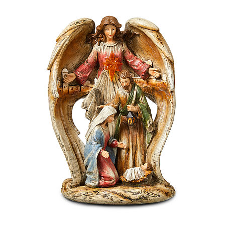 Click here for Glitzhome Resin Angel Nativity Set  One Size  Brow... prices