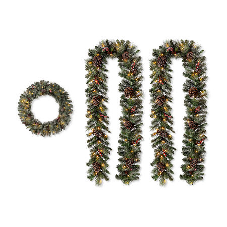 Click here for Glitzhome Pre-Lit Wreath  2pc Indoor Christmas Gar... prices