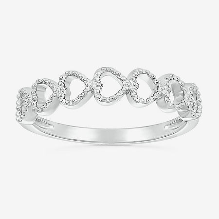 Click here for Womens 4MM 10K White Gold Heart Band  4 prices