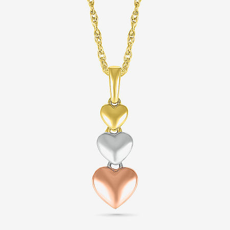 Click here for Womens 10K Tri-Color Gold Heart 18 Inch Pendant Ne... prices